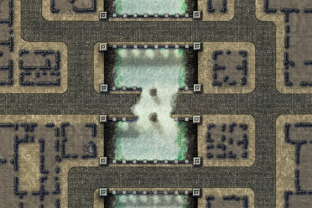 Downtown Bridges 60" x 40" RPG Encounter Map - Loke BattleMats ...