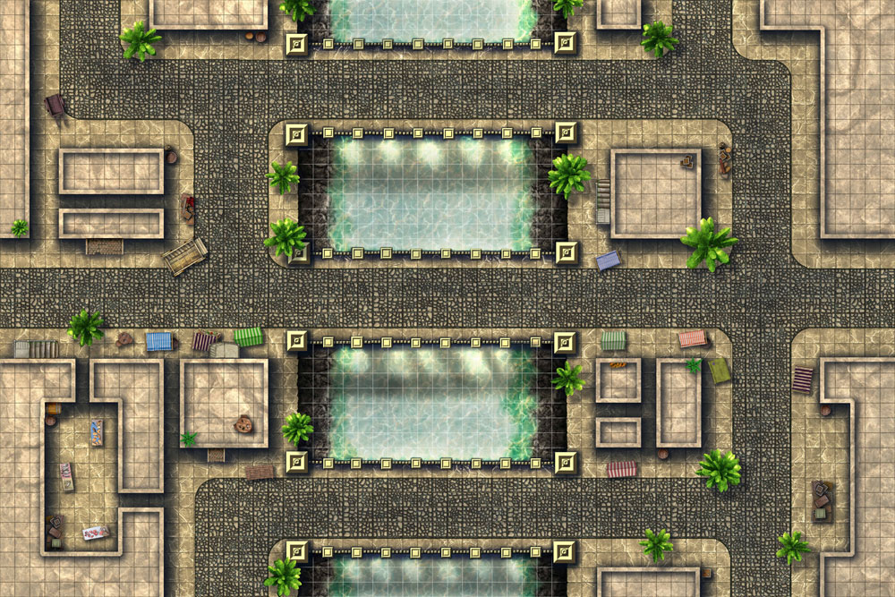 Downtown Bridges 60" x 40" RPG Encounter Map - Loke BattleMats ...